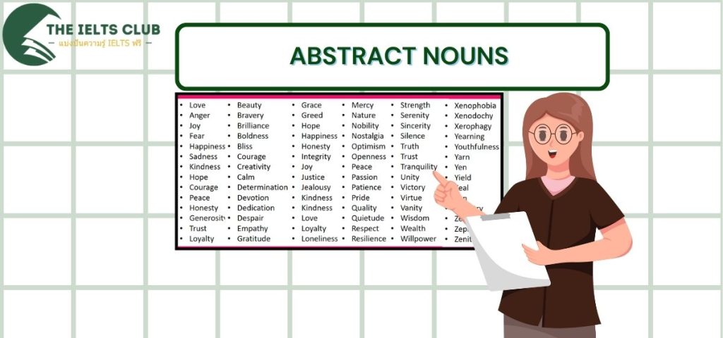 คำนามนามธรรม (Abstract Nouns): ความหมาย ประเภท และแบบฝึกหัด